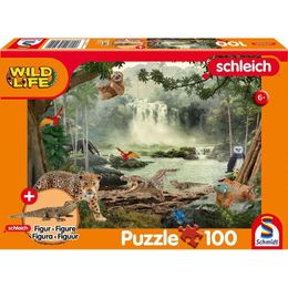 Schmidt Spiele Wild Life, Im Regenwald, 100 Teile, mit Add-on (eine Original Figur Krokodiljunges)