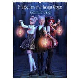 Mädchen im Manga Style (Gothic Art) (Wandkalender 2024 DIN A2 hoch), Calvendo Monatskalender