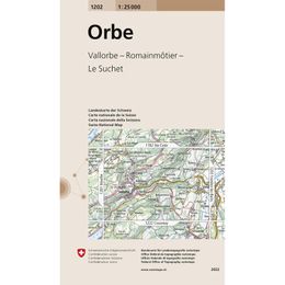 Swisstopo Landeskarte 1:25 000 / 1202 Orbe, Karte (im Sinne von Landkarte)
