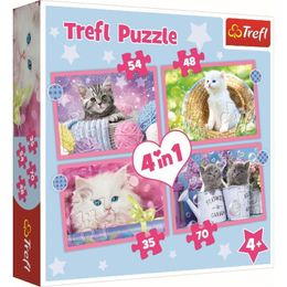 Trefl 4 in 1 Puzzle 35, 48, 54, 70 Teile - Katzen
