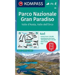 KOMPASS Wanderkarte 86 Parco Nazionale Gran Paradiso, Valle d'Aosta, Valle dell'Orco 1:50.000, Karte (im Sinne von Landkarte)