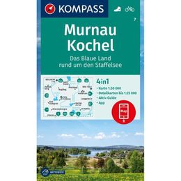 KOMPASS Wanderkarte 7 Murnau, Kochel - Das blaue Land rund um den Staffelsee 1:50.000, Karte (im Sinne von Landkarte)