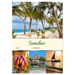 Sansibar - Reiseplaner (Wandkalender 2024 DIN A2 hoch), Calvendo Monatskalender