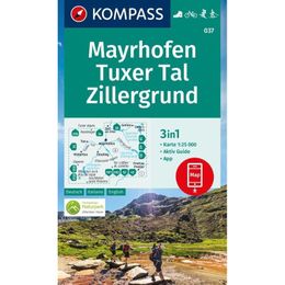 KOMPASS Wanderkarte 037 Mayrhofen, Tuxer Tal, Zillergrund 1:25.000, Karte (im Sinne von Landkarte)