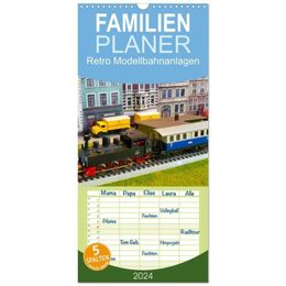 Familienplaner 2024 - Retro Modellbahnanlagen mit 5 Spalten (Wandkalender, 21 x 45 cm) Calvendo