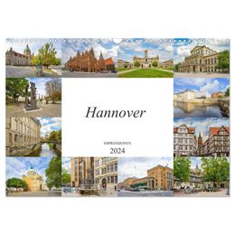 Hannover Stadtansichten (Wandkalender 2024 DIN A3 quer), Calvendo Monatskalender