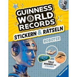 RAVENSBURGER VERLAG Guinness World Records Stickern und Rätseln: Roboter - Eddi Adler, Martine Richter, Kartoniert (TB)