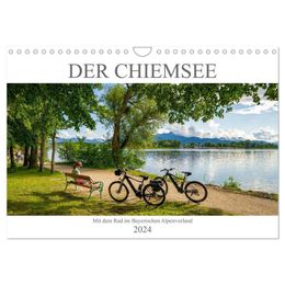 Der Chiemsee - Mit dem Rad im Bayerischen Alpenvorland (Wandkalender 2024 DIN A4 quer), Calvendo Monatskalender