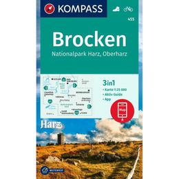 KOMPASS Wanderkarte 455 Brocken, Nationalpark Harz, Oberharz 1:25.000, Karte (im Sinne von Landkarte)