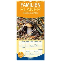 Familienplaner 2024 - Heimische Pilze mit 5 Spalten (Wandkalender, 21 x 45 cm) Calvendo