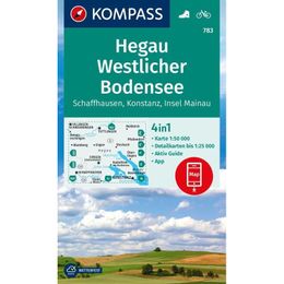 KOMPASS Wanderkarte 783 Hegau Westlicher Bodensee, Schaffhausen, Konstanz, Insel Mainau 1:50.000, Karte (im Sinne von Landkarte)