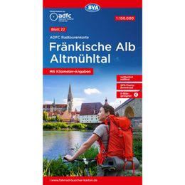 ADFC-Radtourenkarte 22 Fränkische Alb Altmühltal 1:150.000, reiß- und wetterfest, GPS-Tracks Download, Karte (im Sinne von Landkarte)