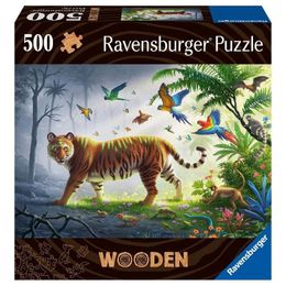 RAVENSBURGER VERLAG Ravensburger Puzzle 17514 - Tiger im Dschungel - 500 Teile Holzpuzzle mit stabilen, individuellen Puzzleteilen und kleinen Holzfiguren (Whimsies), für