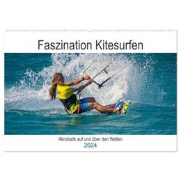 Faszination Kitesurfen (Wandkalender 2024 DIN A2 quer), Calvendo Monatskalender