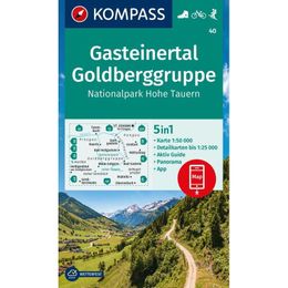 KOMPASS Wanderkarte 40 Gasteinertal, Goldberggruppe, Nationalpark Hohe Tauern 1:50.000, Karte (im Sinne von Landkarte)