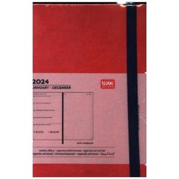 Wochenkalender Medium Notiz. - 2024 - Medium Weekly Diary With Notebook - Red, Kartoniert (TB)