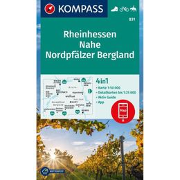 KOMPASS Wanderkarte 831 Rheinhessen, Nahe, Nordpfälzer Bergland 1:50.000, Karte (im Sinne von Landkarte)