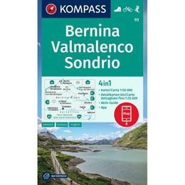 KOMPASS Wanderkarte 93 Bernina, Valmalenco, Sondrio 1:50.000, Karte (im Sinne von Landkarte)