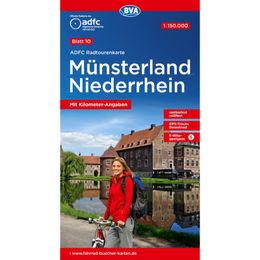 ADFC-Radtourenkarte 10 Münsterland Niederrhein 1:150.000, reiß- und wetterfest, GPS-Tracks Download, Karte (im Sinne von Landkarte)