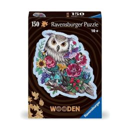 Ravensburger Puzzle 17511 - Geheimnisvolle Eule - 150 Teile Kontur-Holzpuzzle mit stabilen, individuellen Puzzleteilen und 15 kleinen Holzfiguren (Whi