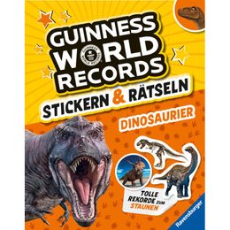 RAVENSBURGER VERLAG Guinness World Records Stickern und Rätseln: Dinosaurier - ein rekordverdächtiger Rätselspaß rund um die Urzeitechsen, Kartoniert (TB)