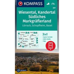 KOMPASS Wanderkarte 897 Wiesental, Kandertal, Südliches Markgräflerland, Lörrach, Schopfheim, Basel 1:25.000, Karte (im Sinne von Landkarte)