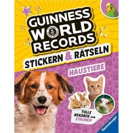 RAVENSBURGER VERLAG Guinness World Records Stickern und Rätseln: Haustiere - ein rekordverdächtiger Rätsel- und Stickerspaß mit Hund, Katze und Co. - Martine Richter, Eddi Adler, Kartoniert (TB)