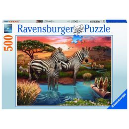 RAVENSBURGER VERLAG Ravensburger Puzzle 17376 Zebras am Wasserloch - 500 Teile Puzzle für Erwachsene und Kinder ab 12 Jahren