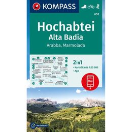 KOMPASS Wanderkarte 652 Hochabtei / Alta Badia, Arabba , Marmolada 1:25.000, Karte (im Sinne von Landkarte)