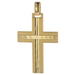 trendor Kreuzanhänger Kreuz- für Männer 585 Gold 32 mm