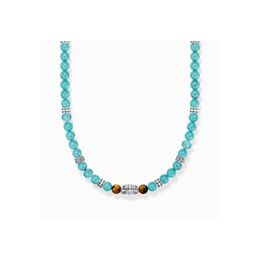 Thomas Sabo Silberkette Kette mit türkisen Beads und Tigerauge-Beads Silber