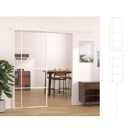 vidaXL Zimmertür Schiebetür ESG-Glas und Aluminium 90x205 cm Weiß