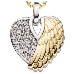 Schmuck Krone Perlenanhänger Anhänger Herz Flügel aus 925 Silber mit Zirkonia