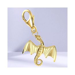 Goldene Hufeisen Charm-Einhänger Drache Karabiner Charm 925 Sterling-Silber Gold vergoldet Anhänger