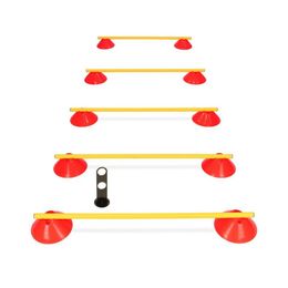 Superhund Agility-Hürde Mini-Hürden 5er Set mit Roten Markiermulden Stange 100 cm Farbe Gelb