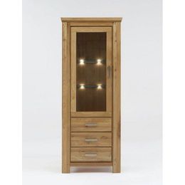 Expendio Vitrine Viterbo Wildeiche 83x210x47 cm vormontiert mit Beleuchtung und Softclose