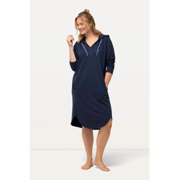 Ulla Popken Nachthemd Loungewear-Kleid Kapuze Taschen Langarm