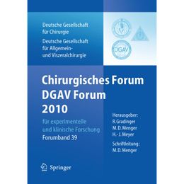 Springer Berlin Heidelberg Chirurgisches Forum und DGAV Forum 2010 für experimentelle und klinische Forschung., Kartoniert (TB)