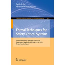 Springer Formal Techniques for Safety-Critical Systems, Kartoniert (TB)
