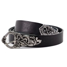 Pera Peris Ritter-Kostüm Wikingergürtel Borresstil mit Endbeschlag - 3 cm Breit Schwarz