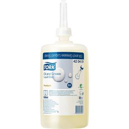 Tork Fettlösende Flüssigseife, Premium Qualität, VE 6 x 1000 ml, Lösung von Öl, Farbe, grobem Schmutz