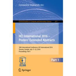 Springer HCI International 2016 - Posters' Extended Abstracts, Kartoniert (TB)