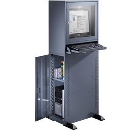 eurokraft basic Computerschrank, Standardausführung, blaugrau