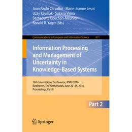 Springer Information Processing and Management of Uncertainty in Knowledge-Based Systems, Kartoniert (TB)