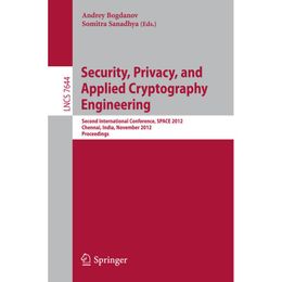 Springer Security, Privacy, and Applied Cryptography Engineering, Kartoniert (TB)