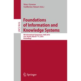 Springer International Publishing Foundations of Information and Knowledge Systems, Kartoniert (TB)