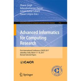 Springer Nature Advanced Informatics for Computing Research, Kartoniert (TB)