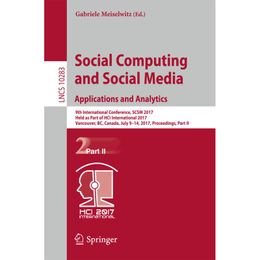 Springer International Publishing Social Computing and Social Media. Applications and Analytics, Kartoniert (TB)