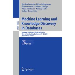 Springer Machine Learning and Knowledge Discovery in Databases, Kartoniert (TB)