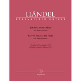 Bärenreiter Elf Sonaten für Flöte und Basso continuo. Eleven Sonatas for Flute and Figured Bass, 2 Hefte - Georg Friedrich Händel, Geheftet